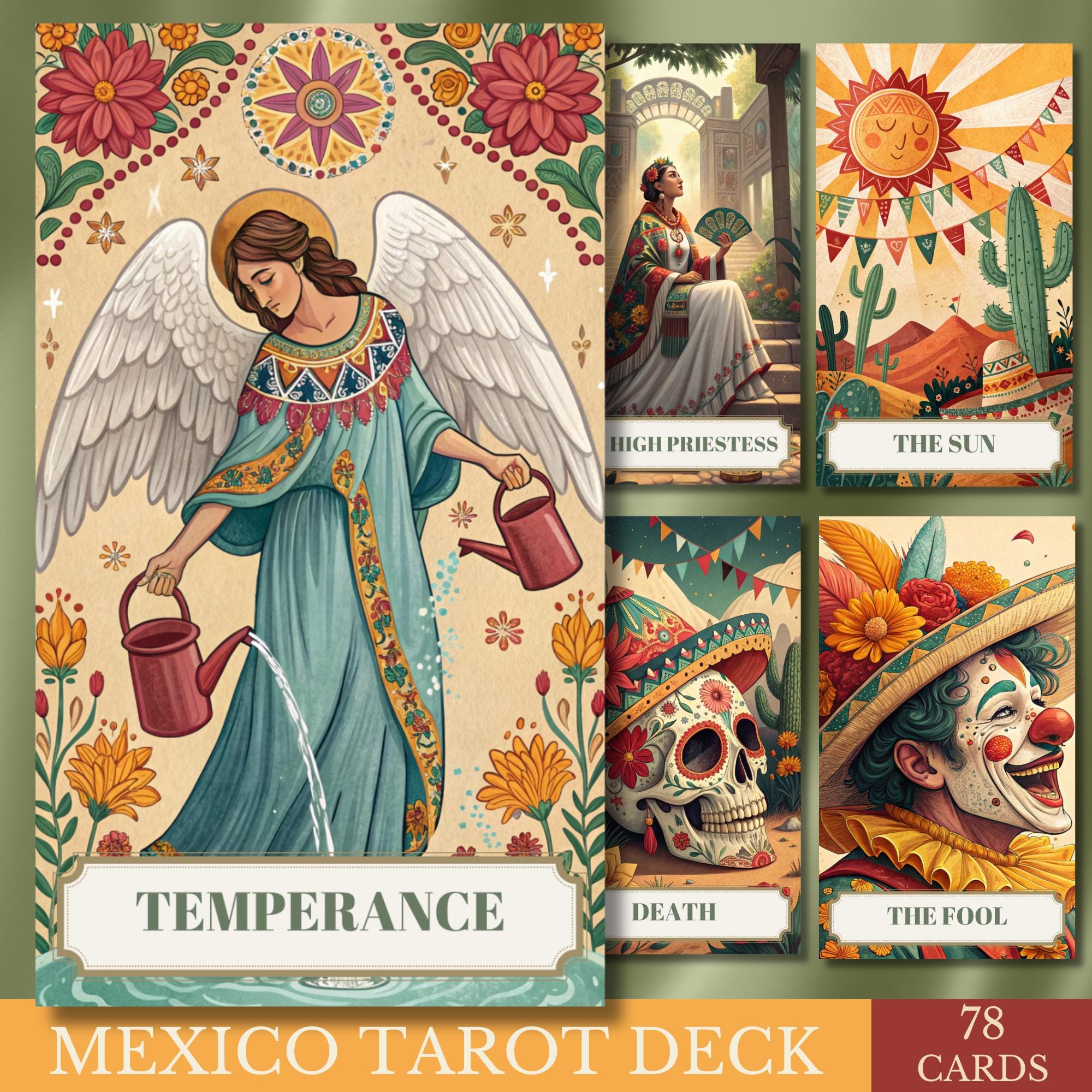 Mexico Art Work Tarot Cards Deck Mexican Tarot Prints Digital Tarot ...