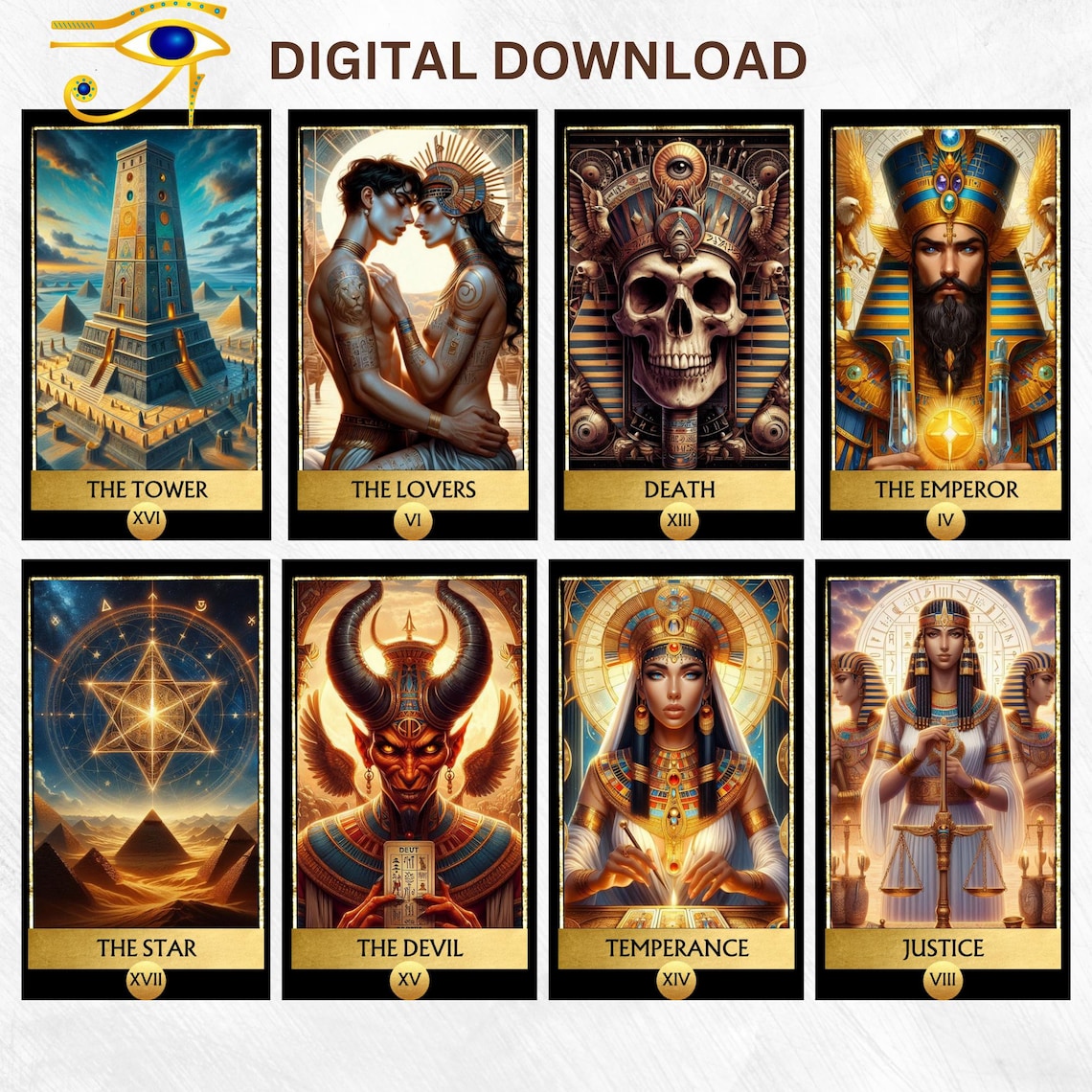 Egyptian Tarot Cards Deck Black Tarot Prints Digital Tarot Deck ...