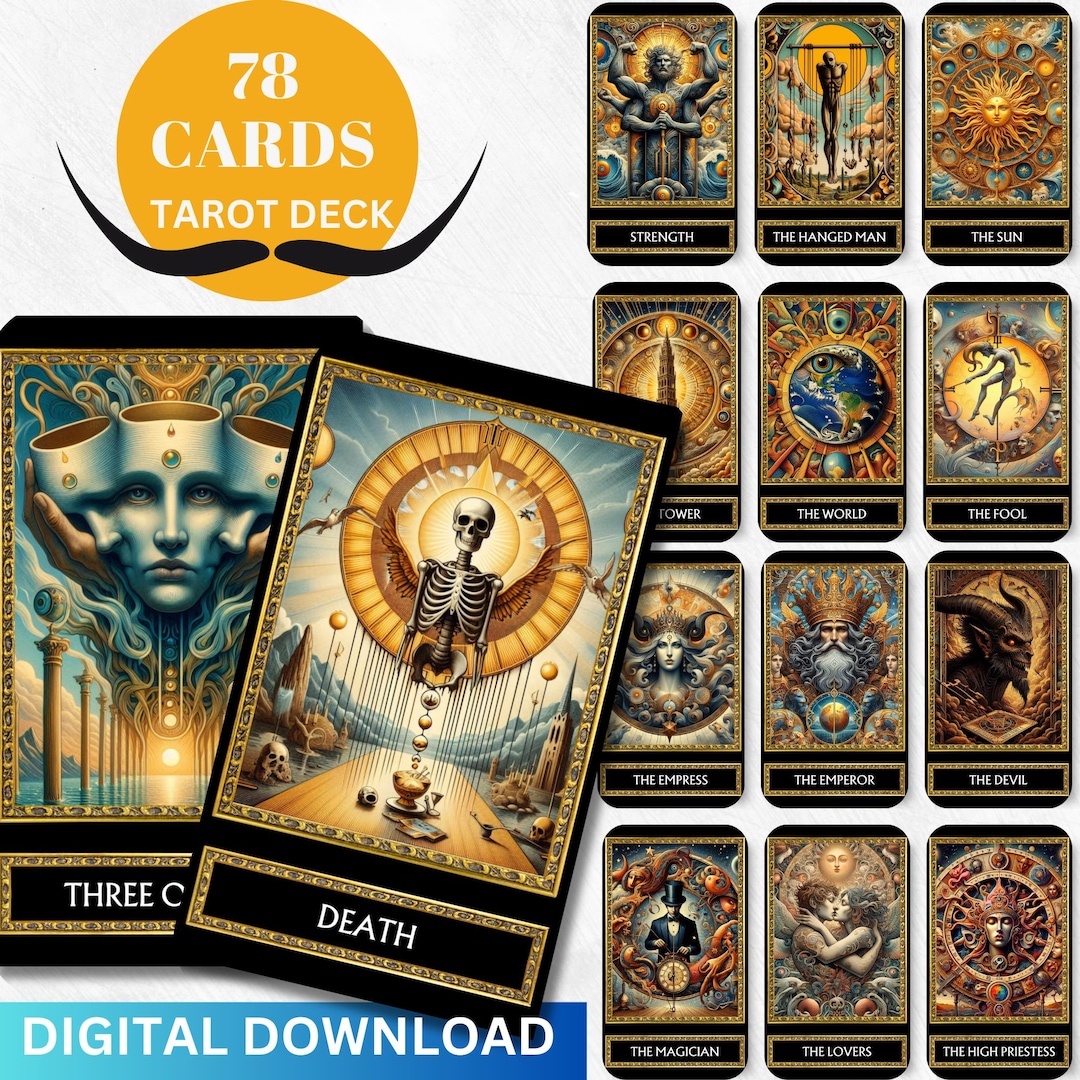 Surrealist Tarot Cards Deck Black Tarot Prints Digital Tarot Deck ...