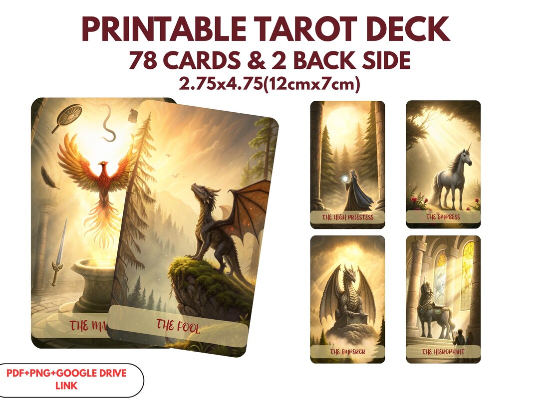 Mythical Creature Tarot Deck - 78 Card Fortune Telling (digital Cards ...