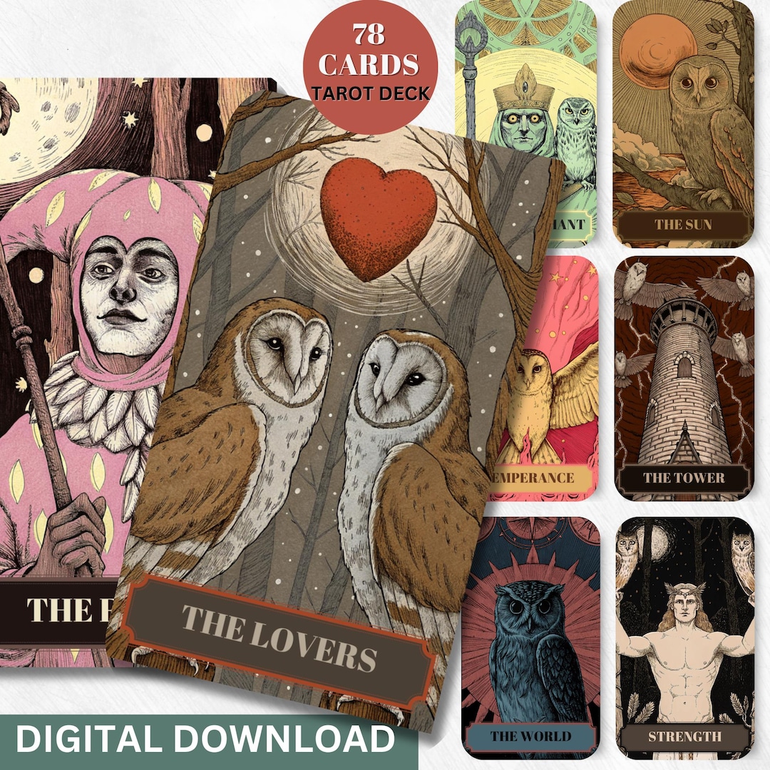 Digital Owl Tarot Deck Digital Tarot Cards 78 Printable Tarot Deck ...
