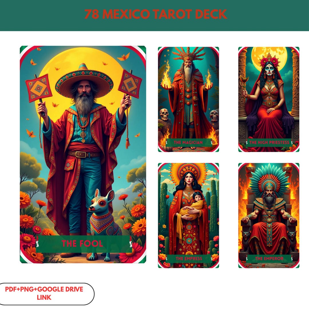 78 Tarot Deck,mexico Art Tarot, Printable Tarot Deck Design, Unique ...