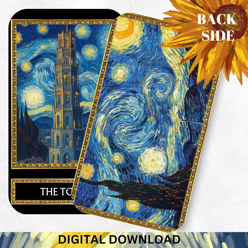 Van Gogh Tarot Cards Deck Black Tarot Prints Digital Tarot Deck ...