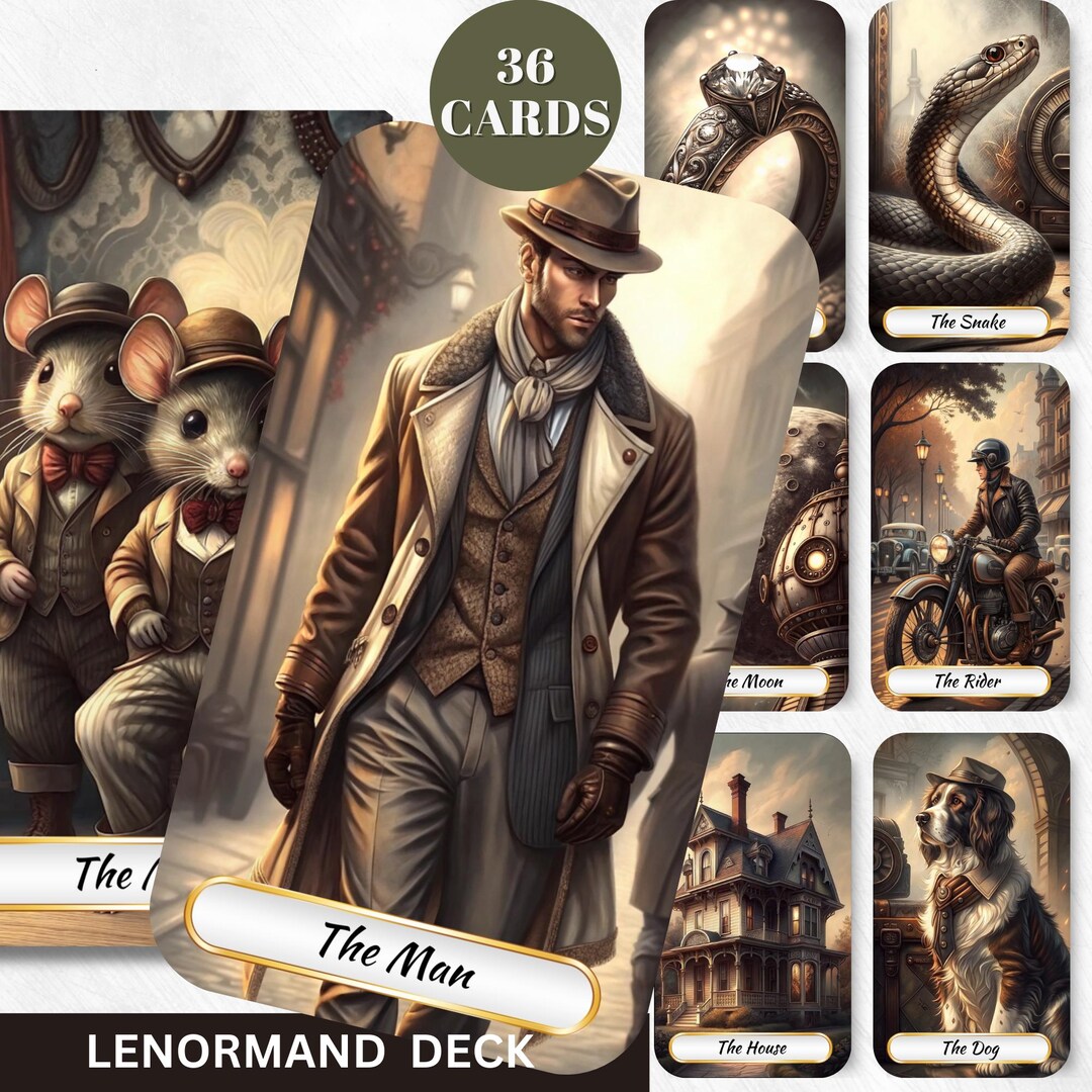 Vintage Lenormand Deck: 36 Steampunk Oracle Cards (digital Download ...
