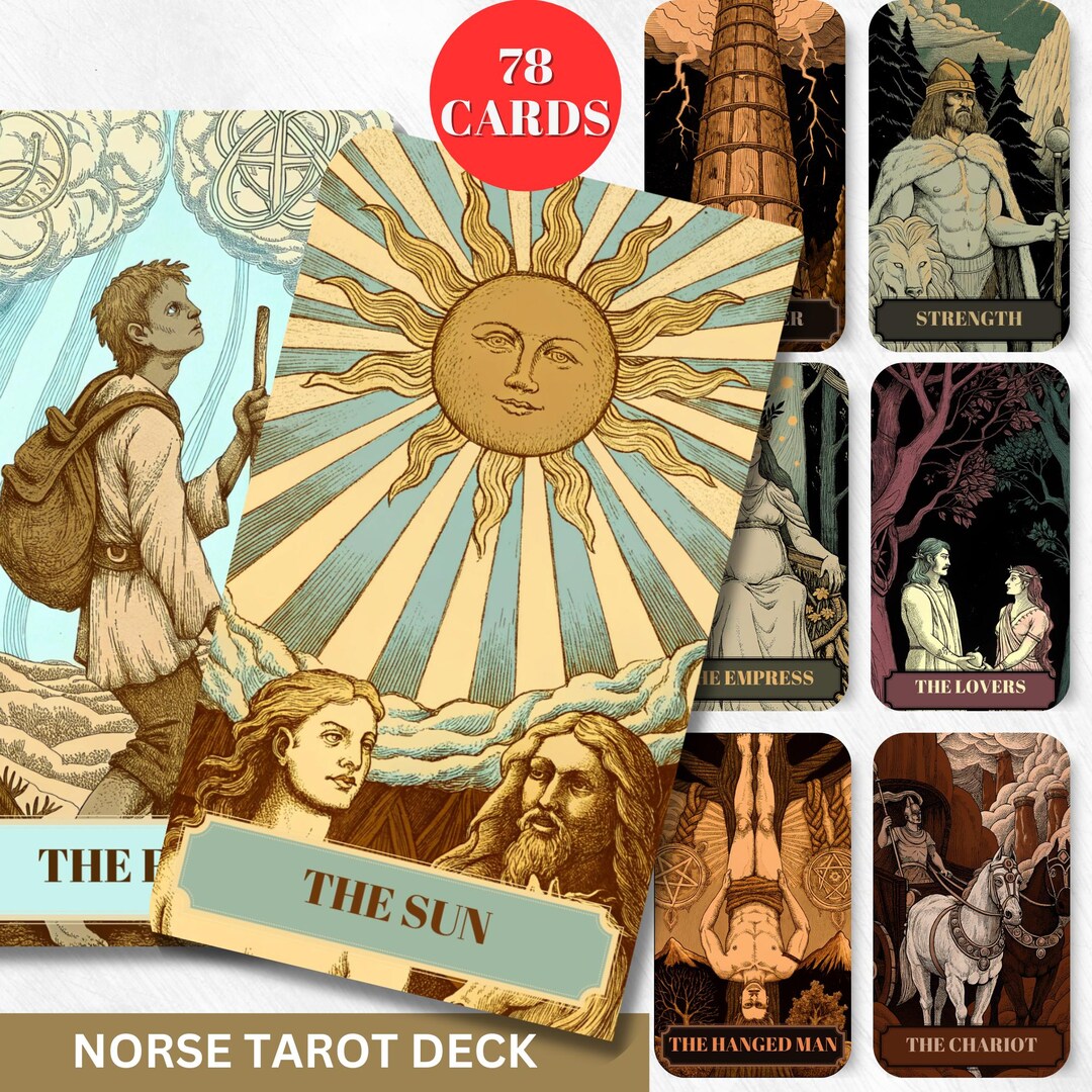 Tarot Cards Deck Norse Tarot Black Tarot Prints Digital Tarot Deck ...