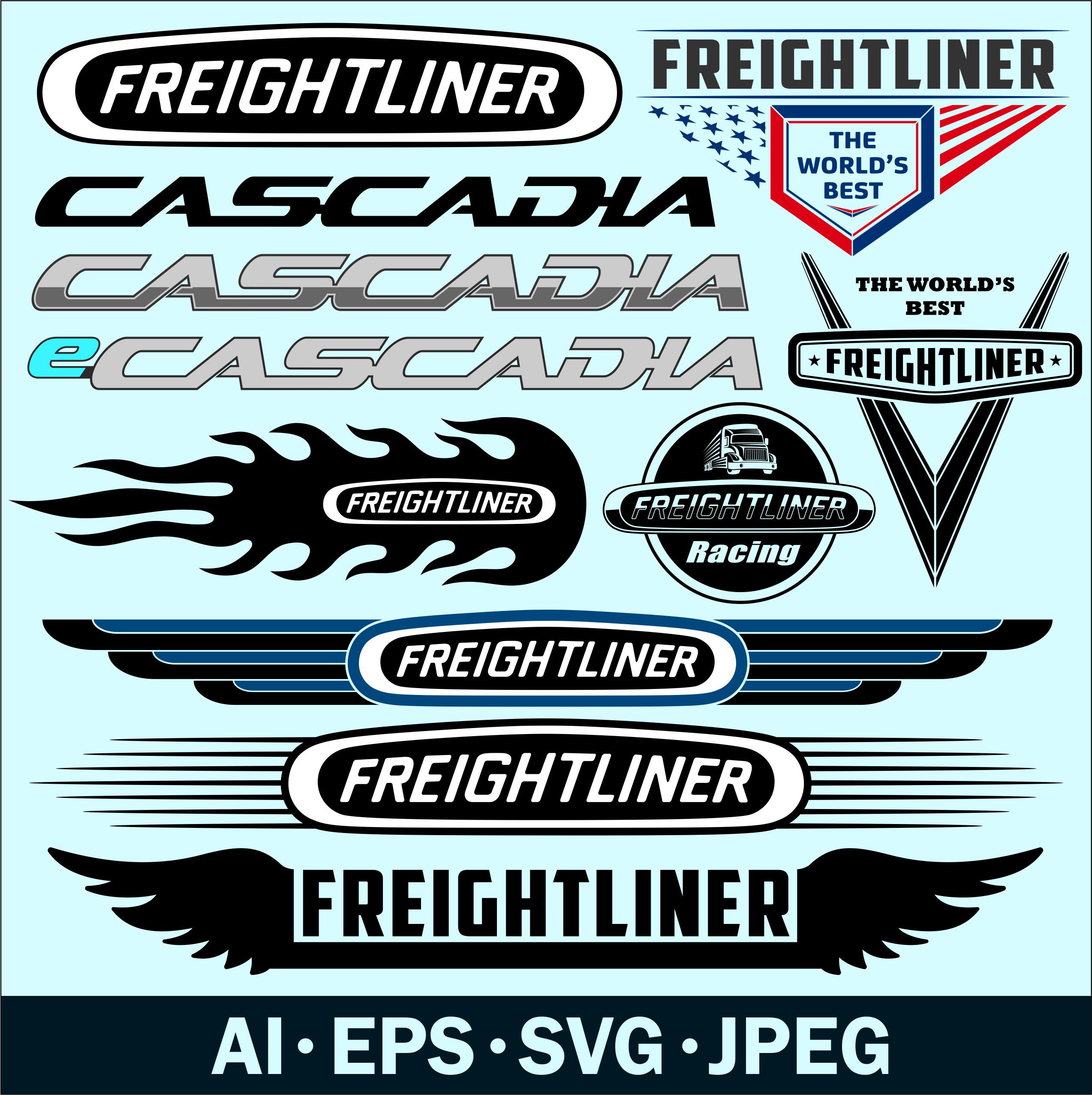 Truck Freightliner Design Elements, Badges, Stickers SVG Bundle. Retro ...