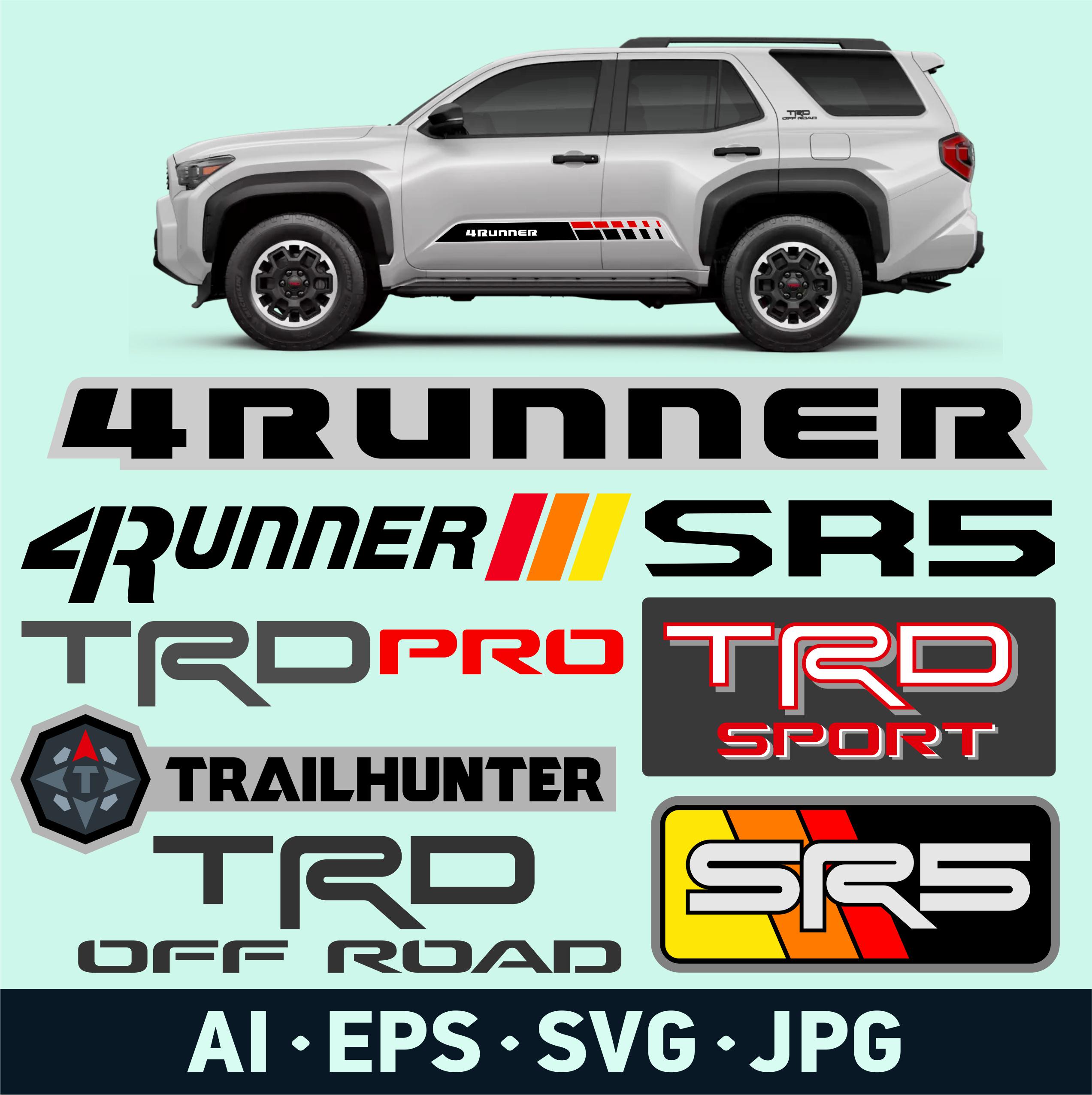 Toyota 4runner Crossover Side Door Stripe Decals SVG Bundle. off Road ...