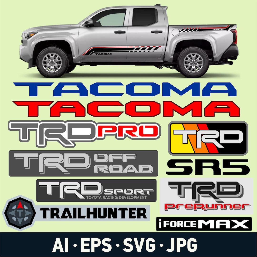 Toyota Tacoma Truck Pickup off Road Sport Stripes Decals SVG Bundle ...