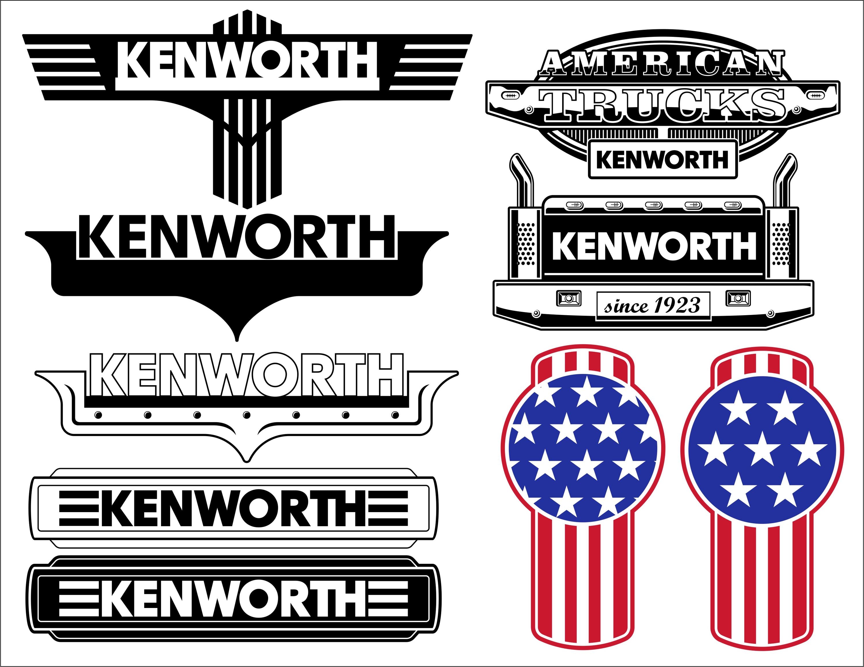 Truck Kenworth Design Elements, Badges, Stickers SVG Bundle. Retro ...
