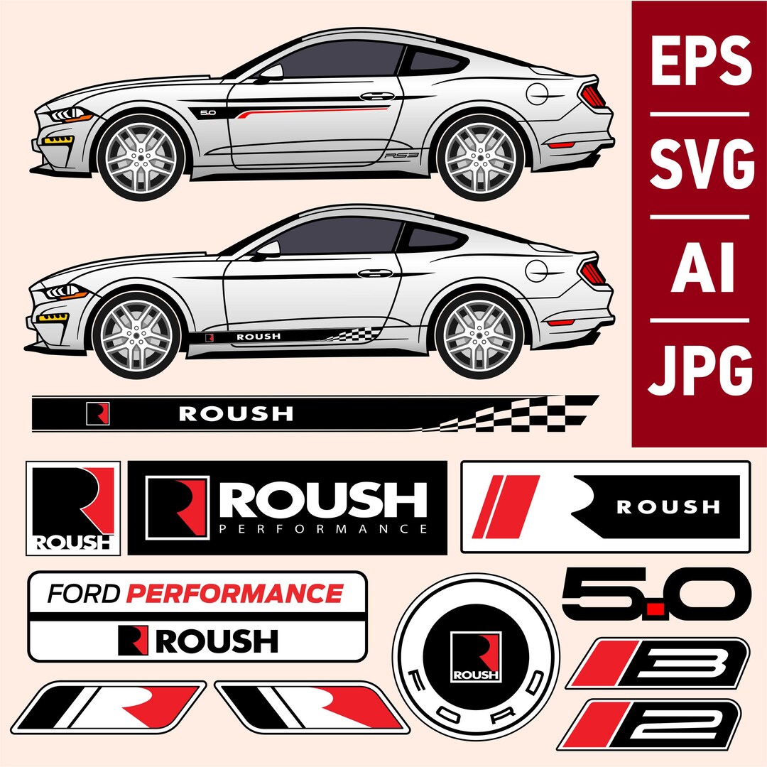 Ford Mustang 6 Gen SVG Bundle. American Muscle Car. ROUSH Performance ...