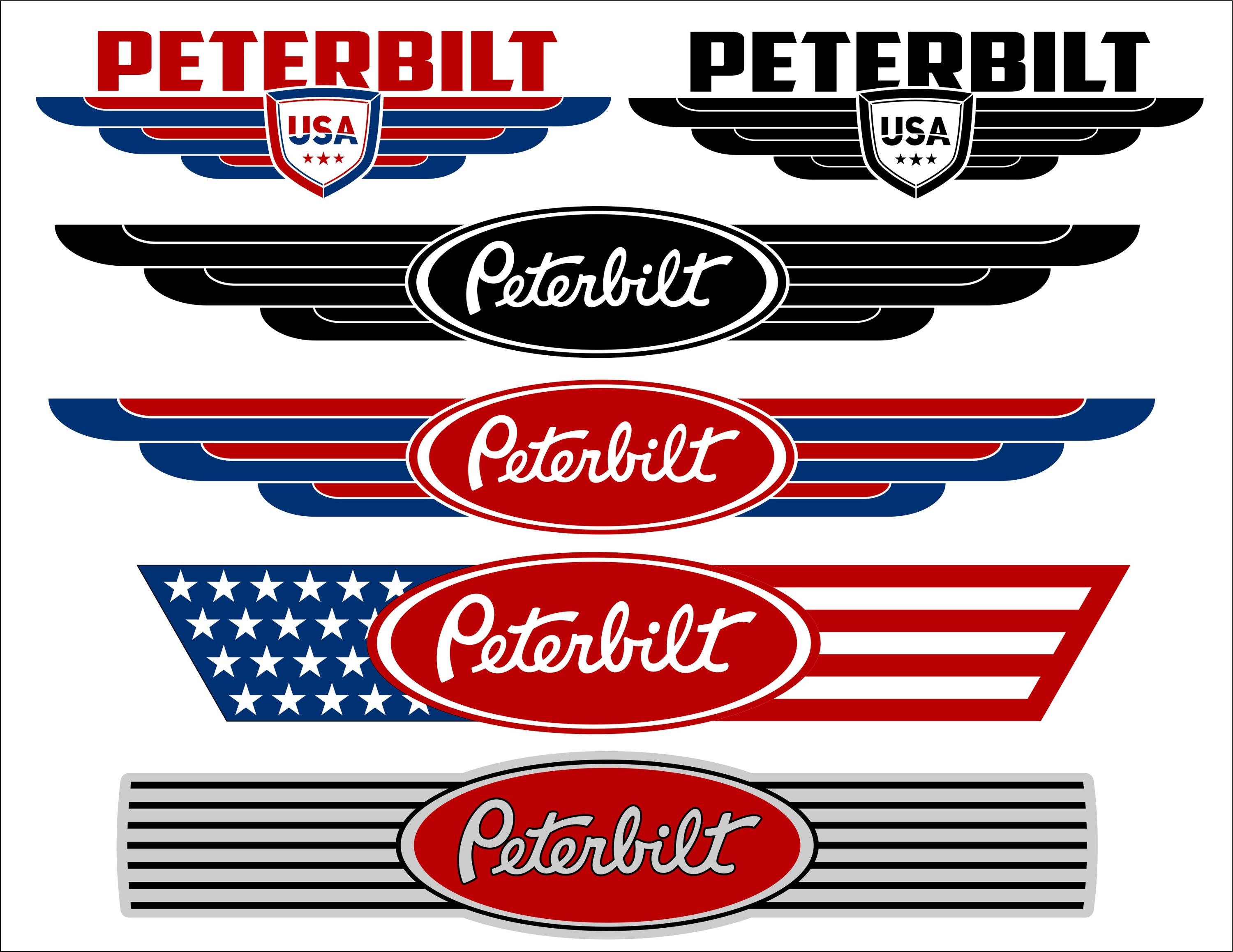 Truck Peterbilt Design Elements, Badges, Stickers SVG Bundle. Retro ...