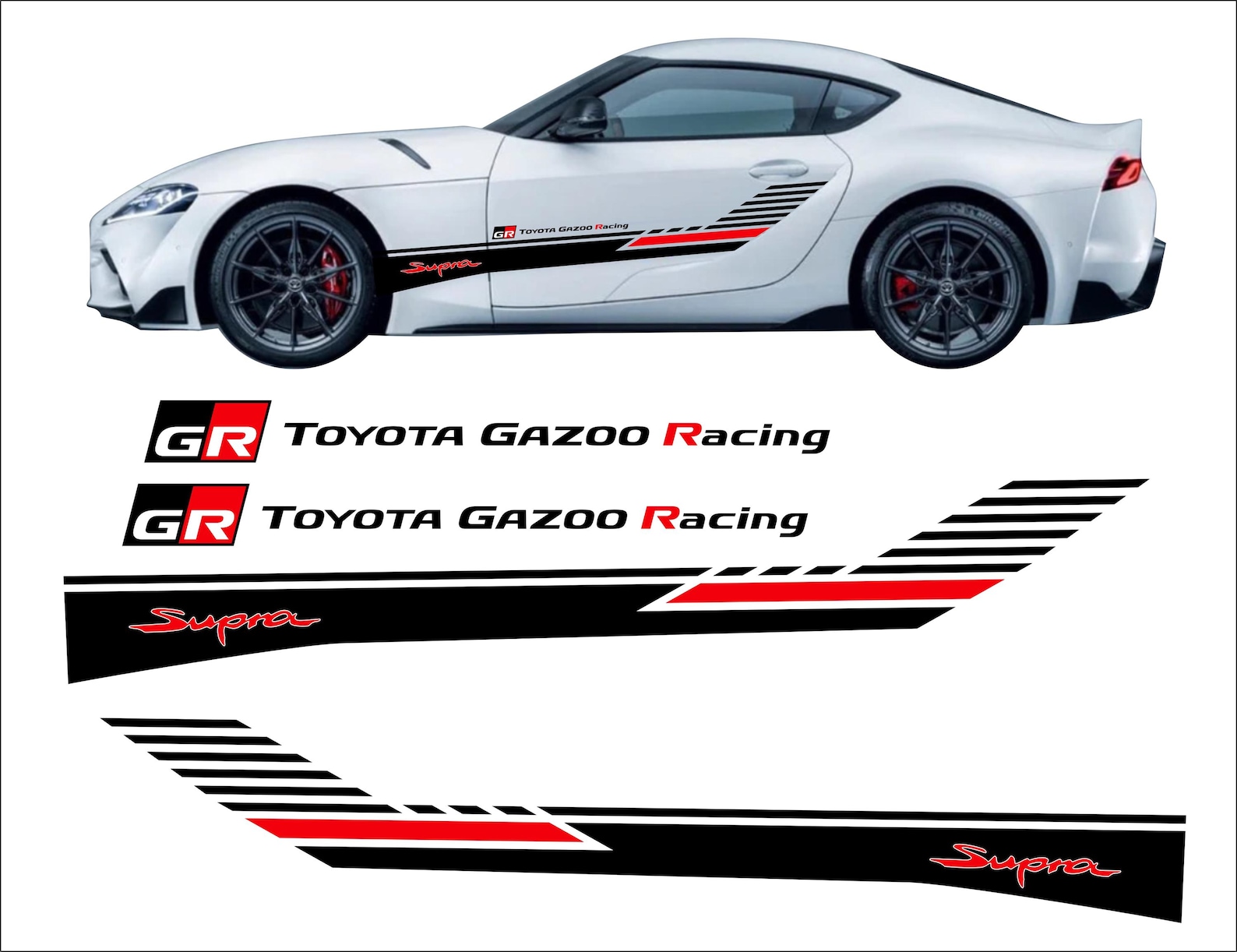 Toyota Gazoo Racing Tgr Supra Side Door Sport Stripes Decal SVG Bundle ...