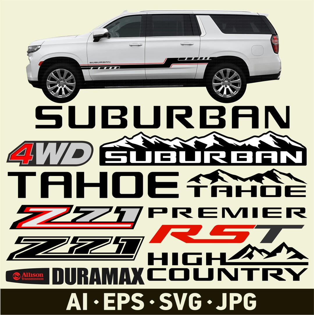 Chevrolet Suburban Tahoe Crossover Suv Decals Graphics SVG Bundle ...