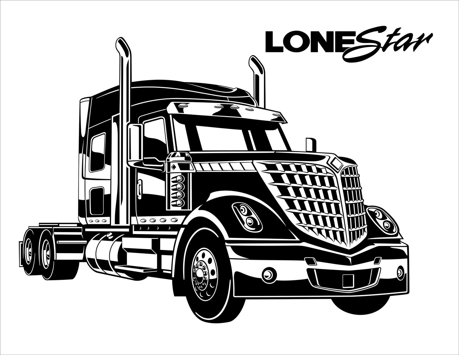 Classic American Semi Truck SVG Bundle. Isolatet Tractor on Black White ...