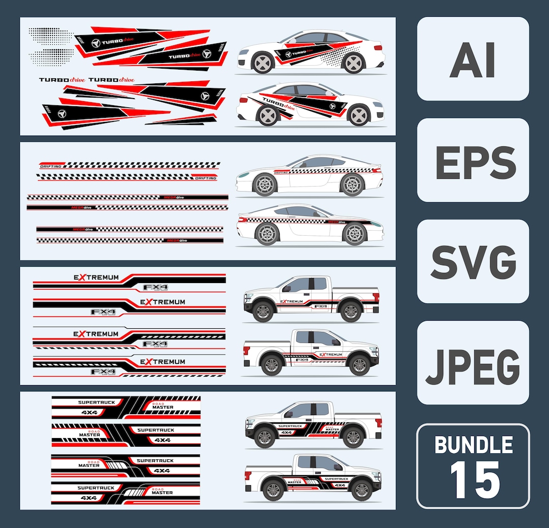 Car Side Body Door Fender Sport Sticker Stripe SVG Bundle. Auto Vinyl ...