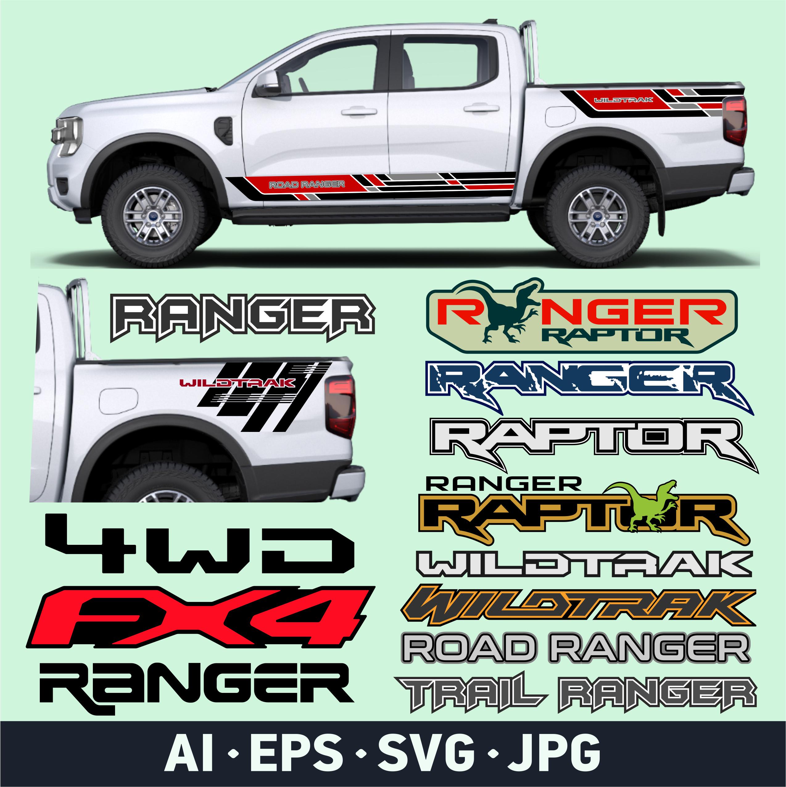Ford Truck Ranger off Road Stripes Decals SVG Bundle. Pick up Raptor ...