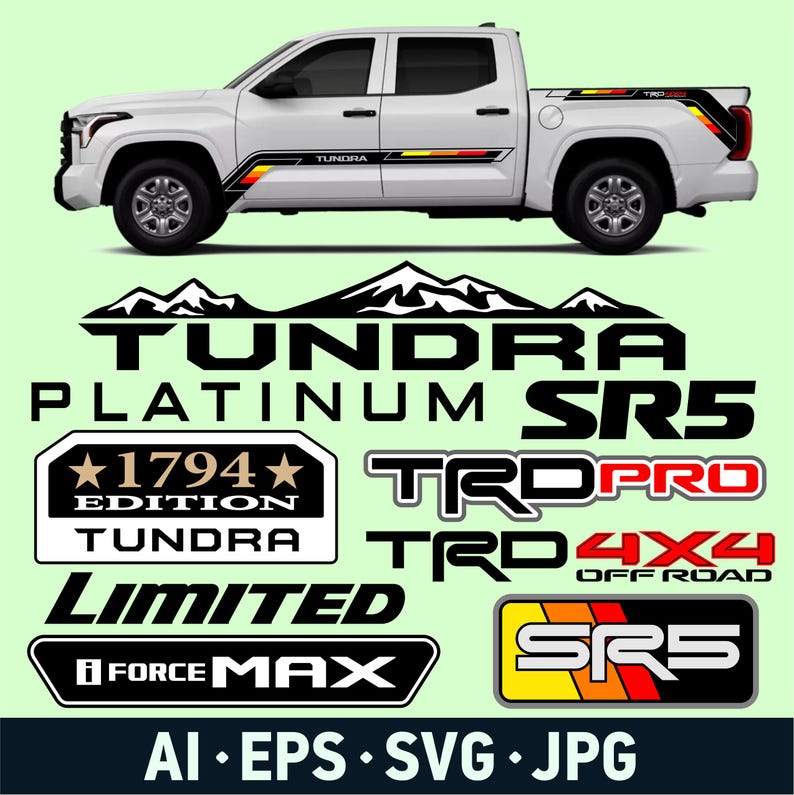 Toyota Tundra Truck Pickup off Road Stripe Decal SVG Bundle. Platinum ...
