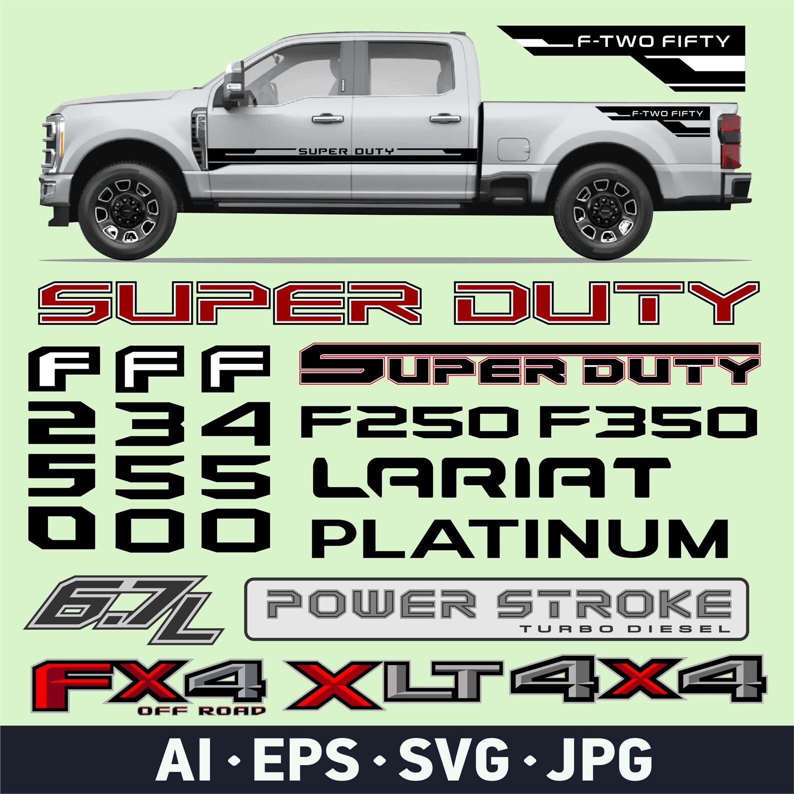 Ford Truck Super Duty Side Stripes Decal SVG Bundle. Pick up Power ...
