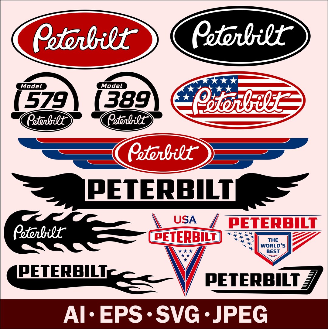 Truck Peterbilt Design Elements, Badges, Stickers SVG Bundle. Retro ...