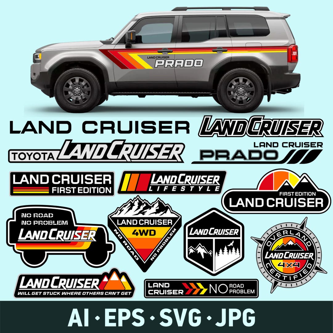 Toyota Land Cruiser Prado Crossover Truck Side Door Body Stripe Decals ...