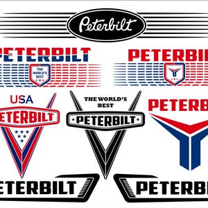 Truck Peterbilt Design Elements, Badges, Stickers SVG Bundle. Retro ...