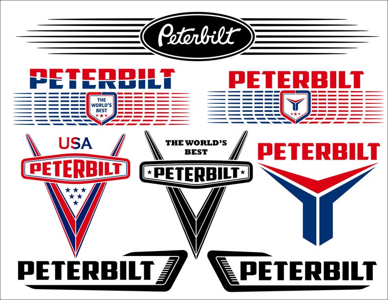 Truck Peterbilt Design Elements, Badges, Stickers SVG Bundle. Retro ...
