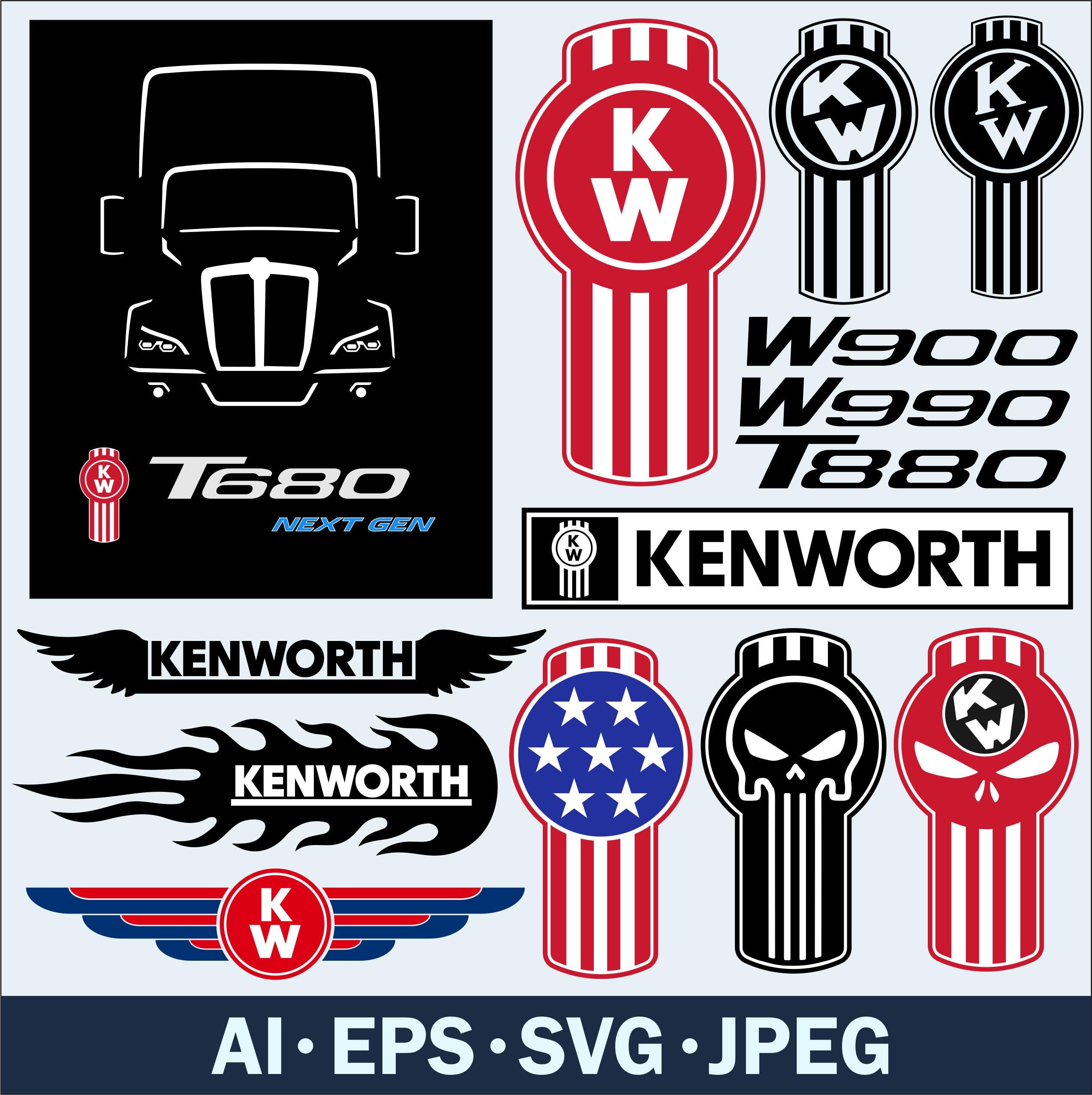 Truck Kenworth Design Elements, Badges, Stickers SVG Bundle. Retro ...