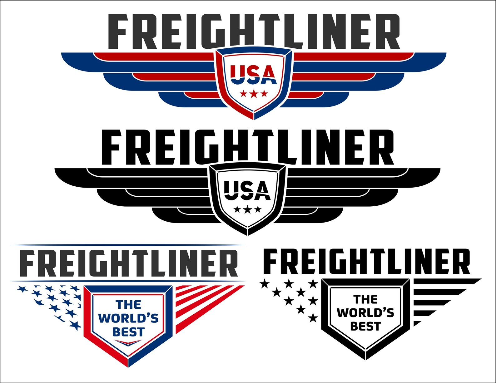 Truck Freightliner Design Elements, Badges, Stickers SVG Bundle. Retro ...
