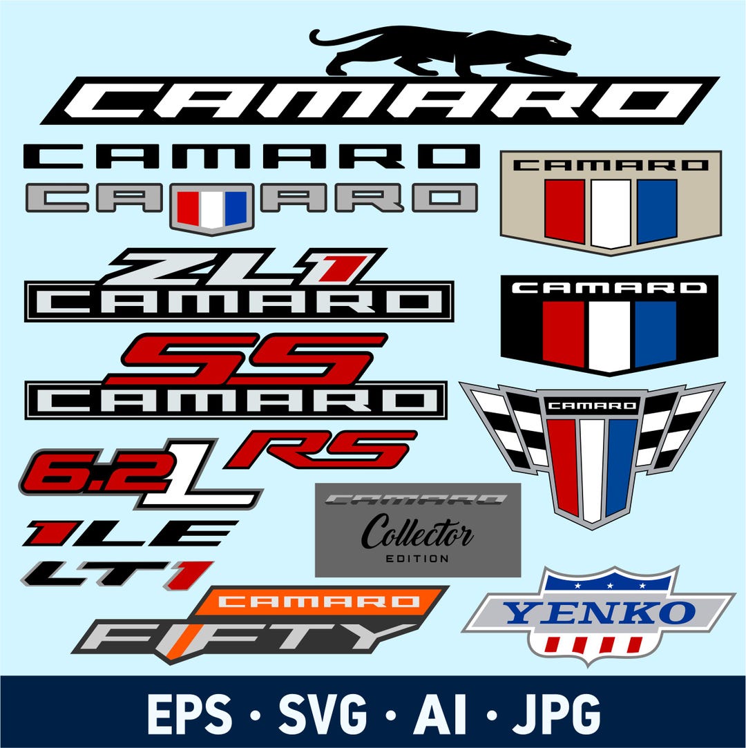 Chevrolet Camaro Grill, Fender, Door Badges SVG Bundle. Panther ...