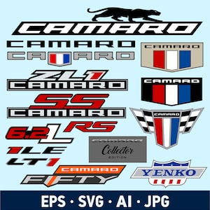 Chevrolet Camaro Grill, Fender, Door Badges SVG Bundle. Panther ...