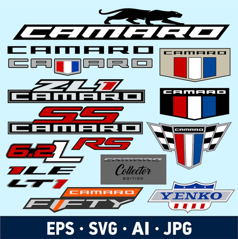 Chevrolet Camaro Grill, Fender, Door Badges SVG Bundle. Panther ...