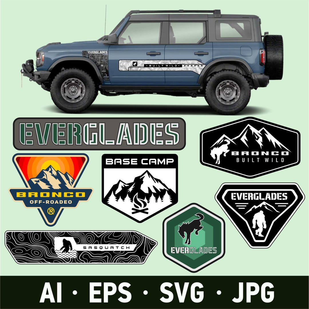 Ford Bronco Body Door Rocker Panel Stripe Decals SVG Bundle. Everglades ...