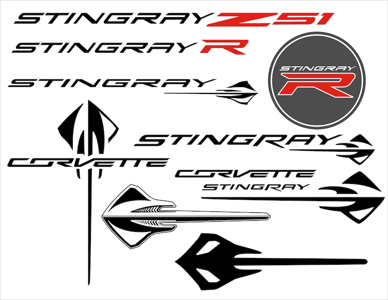 Chevrolet Corvette C8 Z06, Stingrey, Scull, ZR1 Badges SVG Bundle ...