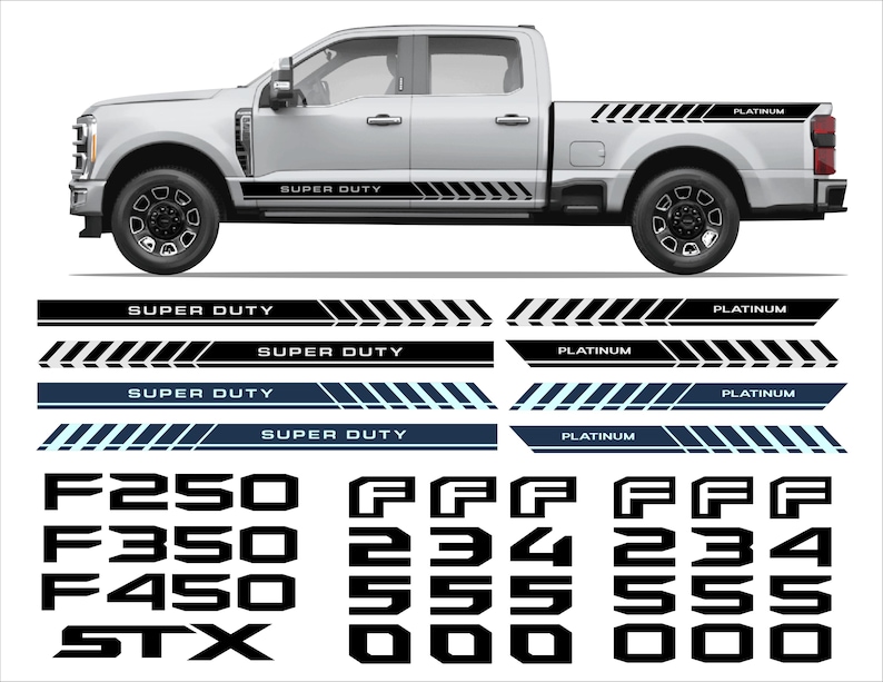Paquete de calcomanías SVG con franjas laterales para camioneta Ford ...