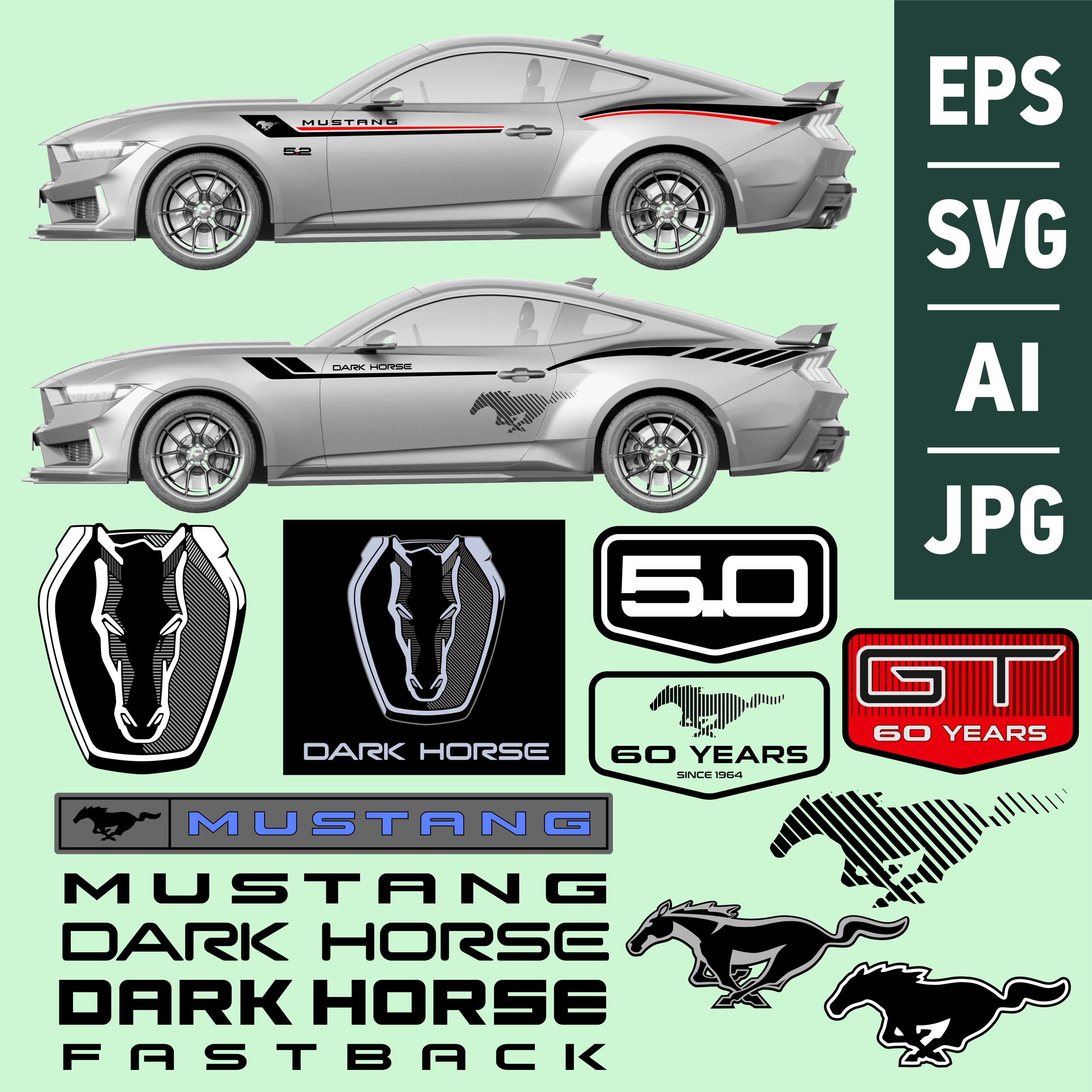 Ford Mustang (7 Gen) SVG Bundle. Racing Sport Stripes Body Decal Design ...
