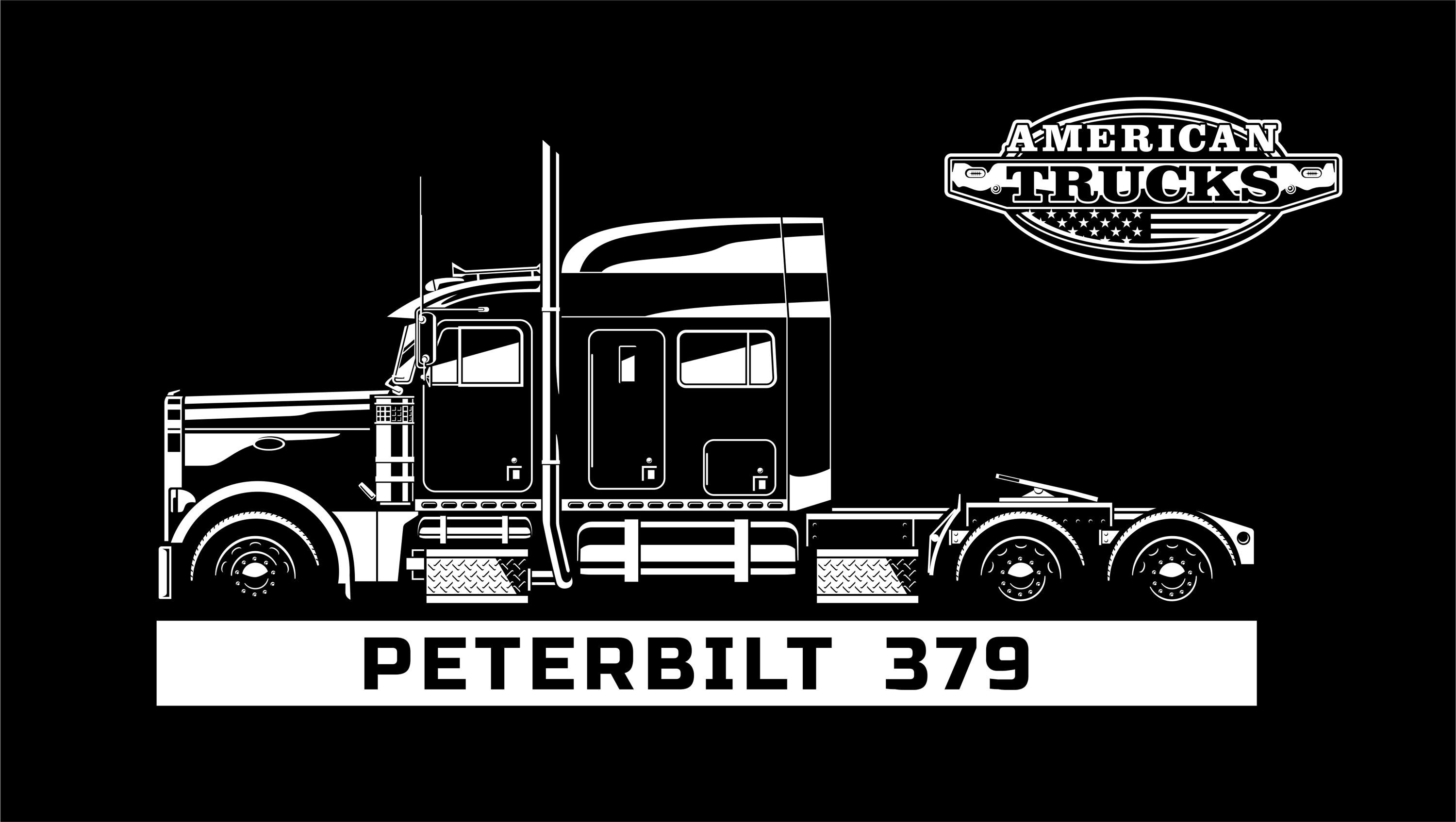 Classic American Semi Truck SVG Bundle. Side View Tractor on Black ...