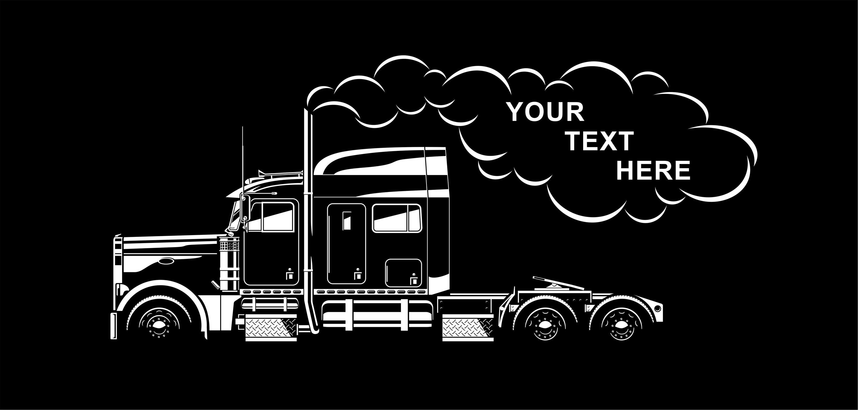 Classic American Semi Truck SVG Bundle. Side View Tractor on Black ...