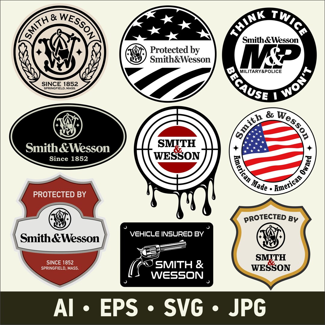 Smith & Wesson Gun Revolver Badges SVG Bundle. Military Police Weapon ...