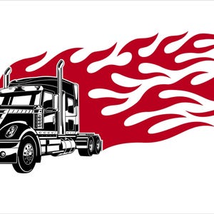 Classic American Semi Truck SVG Bundle. Isolatet Tractor on Black White ...