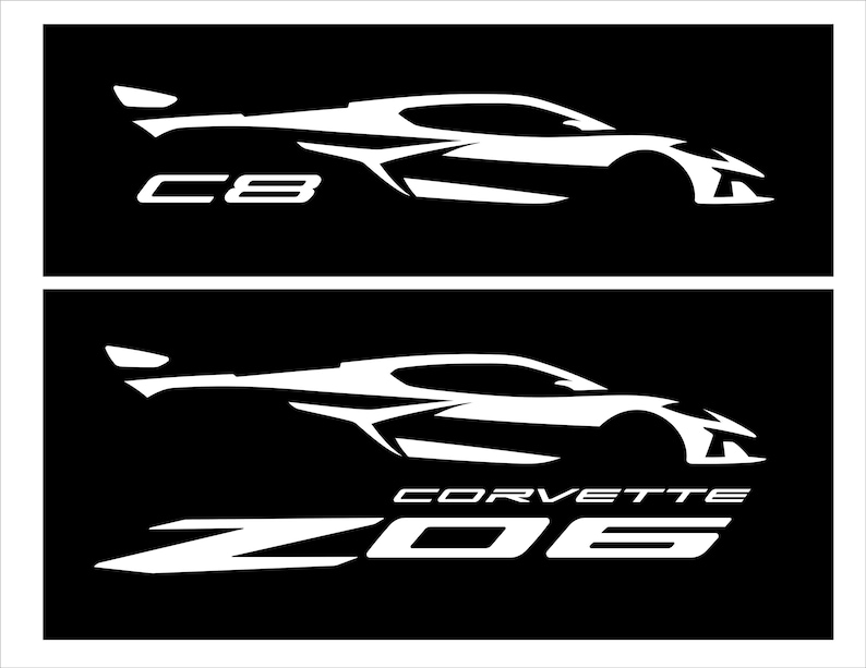 Chevrolet Corvette C8 Z06, Stingray Silhouettes SVG Bundle. Classic ...