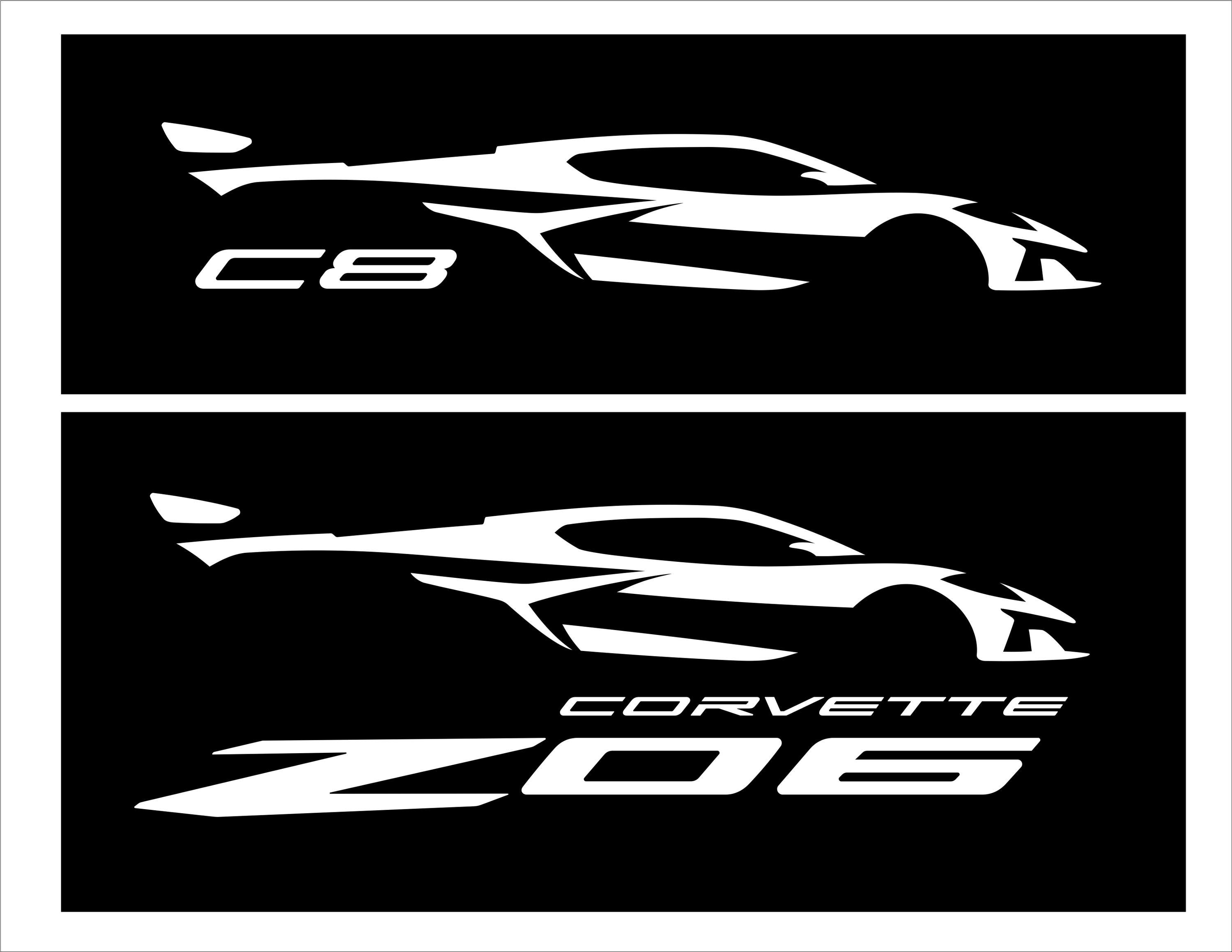 Chevrolet Corvette C8 Z06, Stingray Silhouettes SVG Bundle. Classic ...