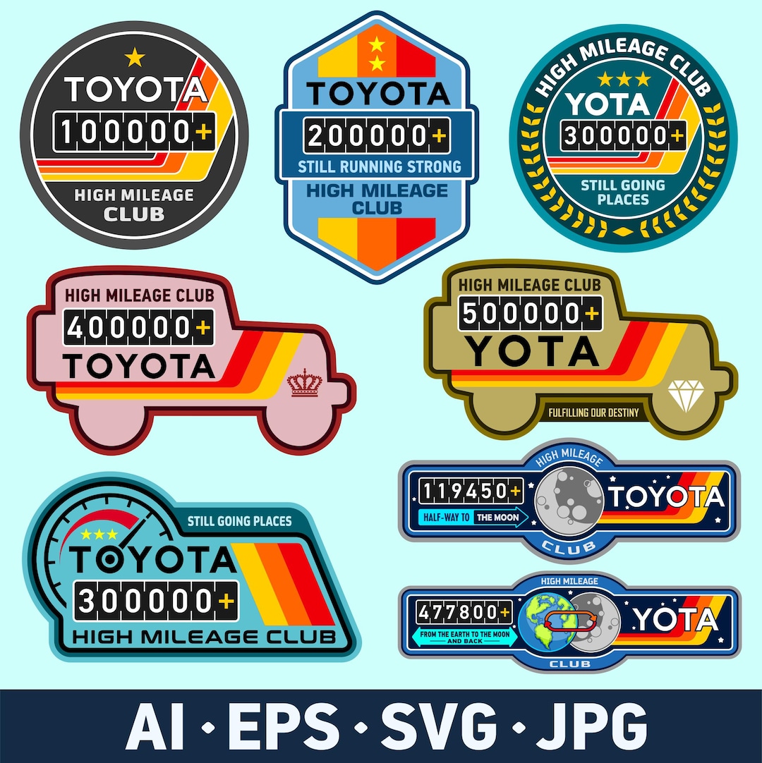 Toyota Truck Pick up Stickers Mile SVG Bundle. High Mileage Club Badges ...