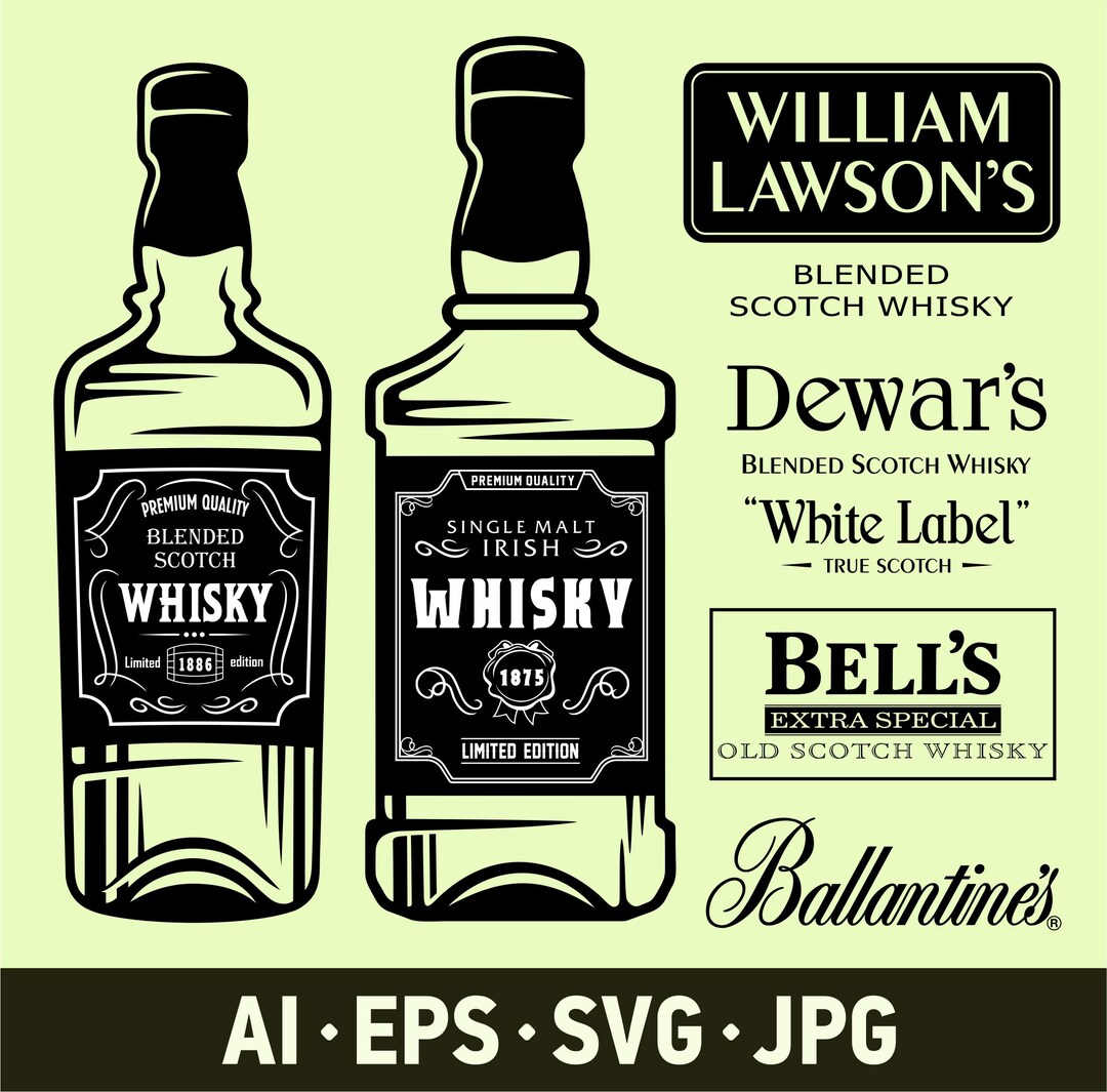 Scotch Irish Alcohol Drink Whisky Custom Mock up Bottles, Famous Marks ...