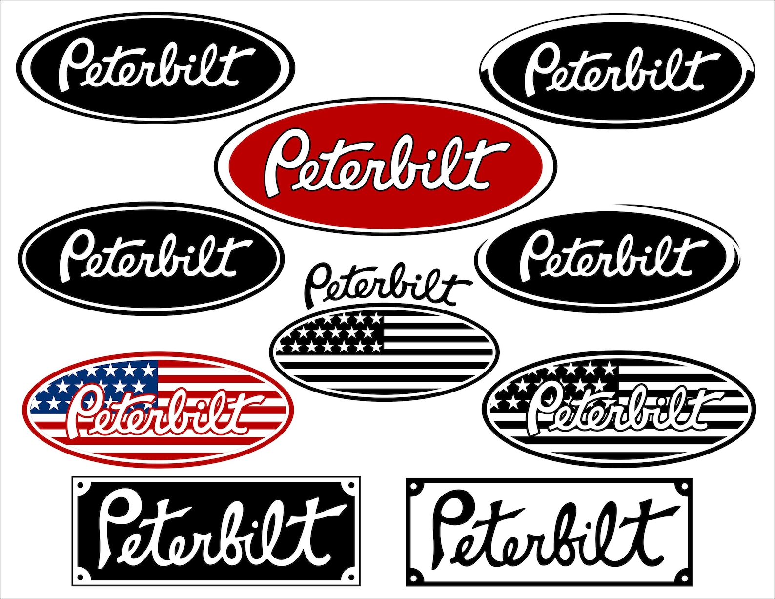 Truck Peterbilt Design Elements, Badges, Stickers SVG Bundle. Retro ...