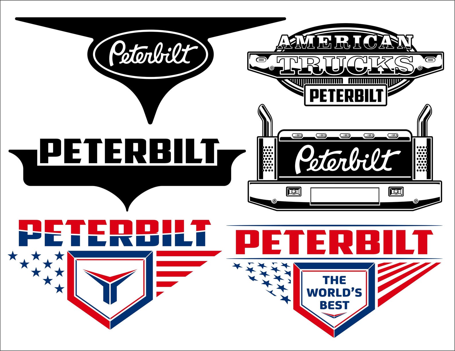 Truck Peterbilt Design Elements, Badges, Stickers SVG Bundle. Retro ...