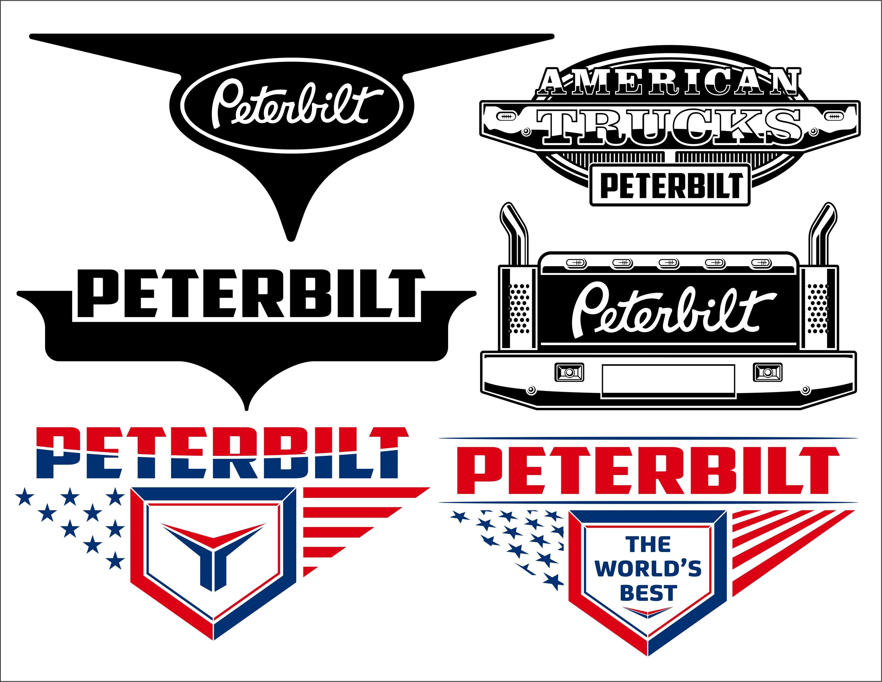 Truck Peterbilt Design Elements, Badges, Stickers SVG Bundle. Retro ...