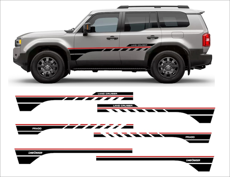 Toyota Land Cruiser Prado Crossover Truck Side Door Body Stripe Decals ...