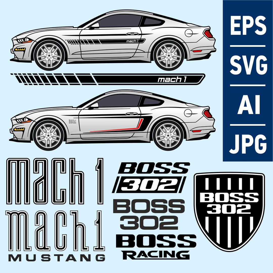 Ford Mustang 6 Gen SVG Bundle. Classic American Sport Muscle Car. Mach ...