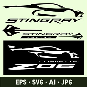Chevrolet Corvette C8 Z06, Stingray Silhouettes SVG Bundle. Classic ...