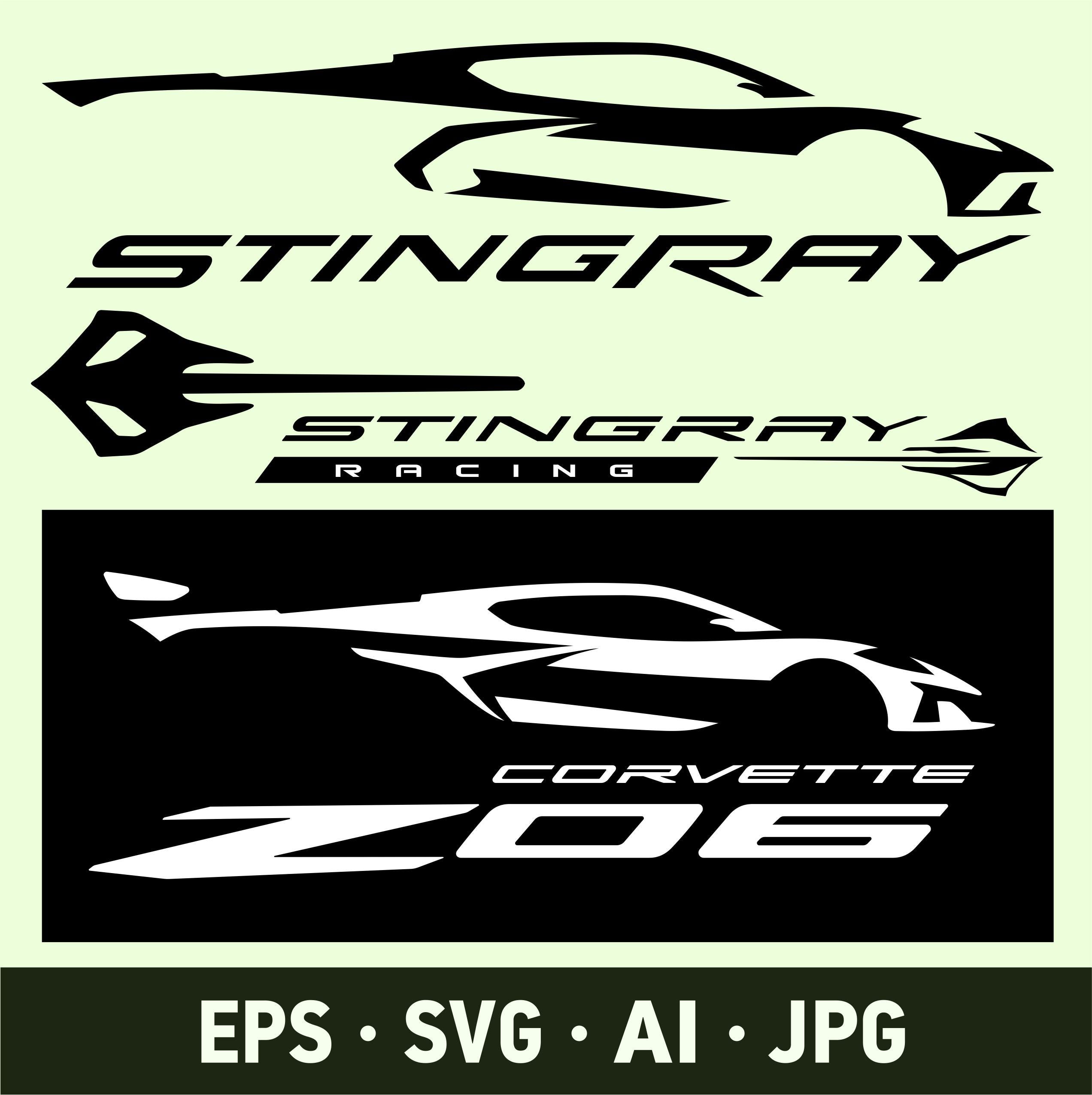Chevrolet Corvette C8 Z06, Stingray Silhouettes SVG Bundle. Classic ...